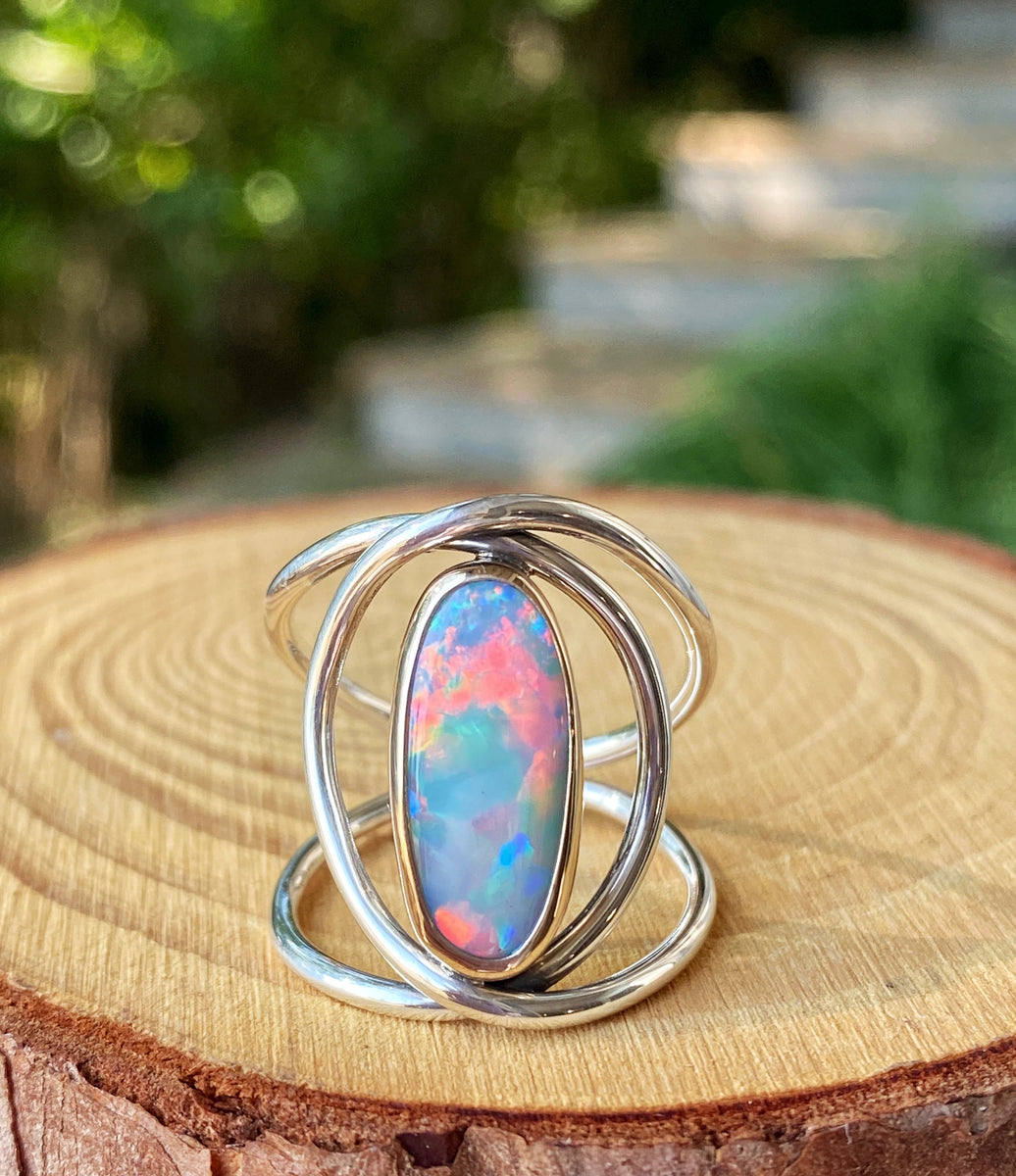 Layered Australian Opal Statement Ring – Mallory Katherine Metals